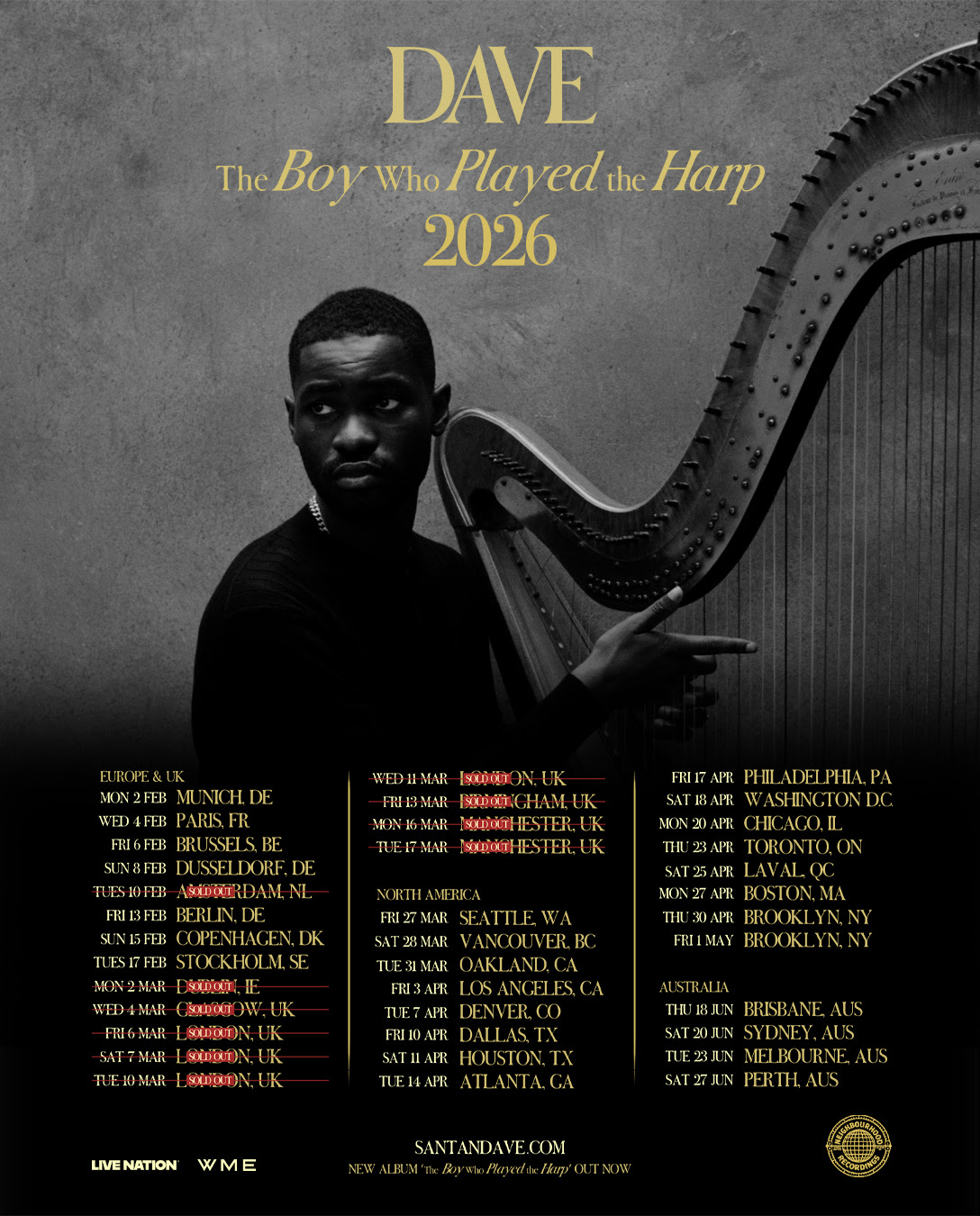 Dave announces 2026 tour supporting his album ‘The Boy Who Played the ...